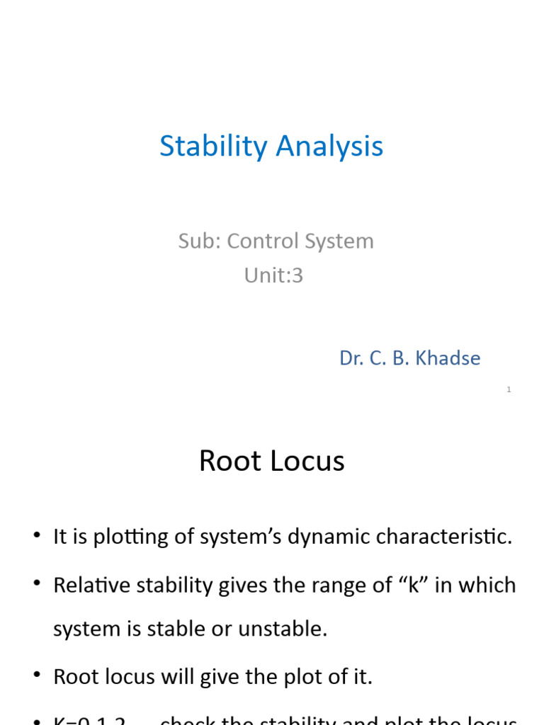 Lec 6 Unit 3 Stability Analysis | PDF | Zero Of A Function ...