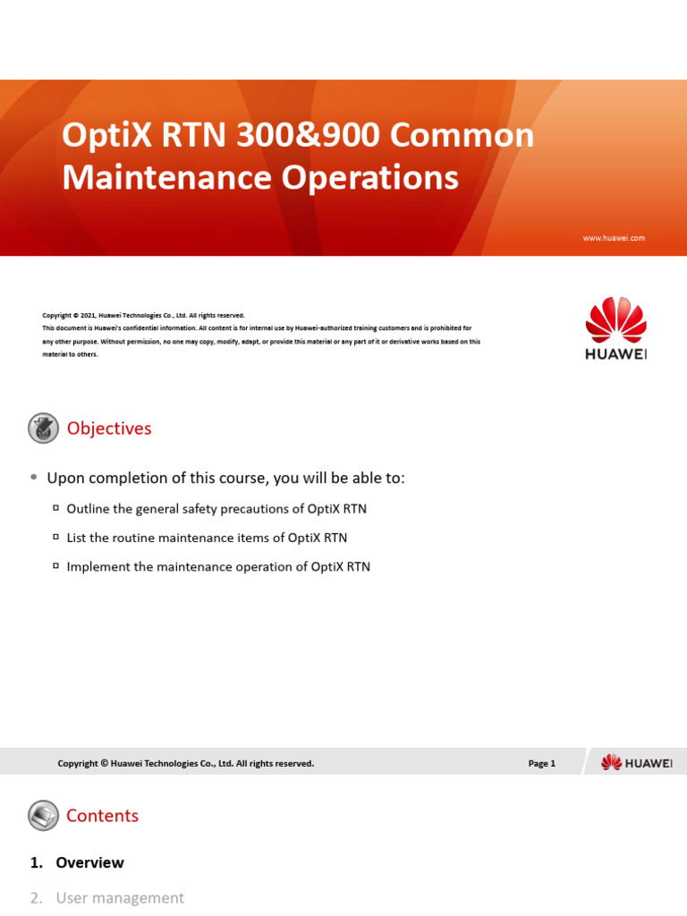 04 OptiX RTN 300&900 Common Maintenance Operations (Customized) | PDF | All Rights Reserved ...