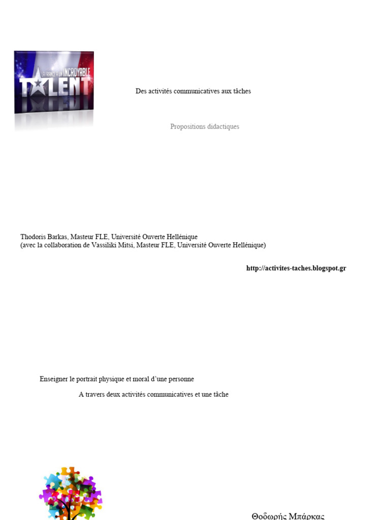 Talents et Portraits pour Ados A2 | PDF | Communication humaine