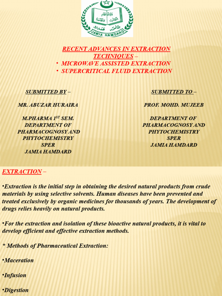 Advances in Extraction Techniques | PDF | Supercritical Fluid | Carbon ...
