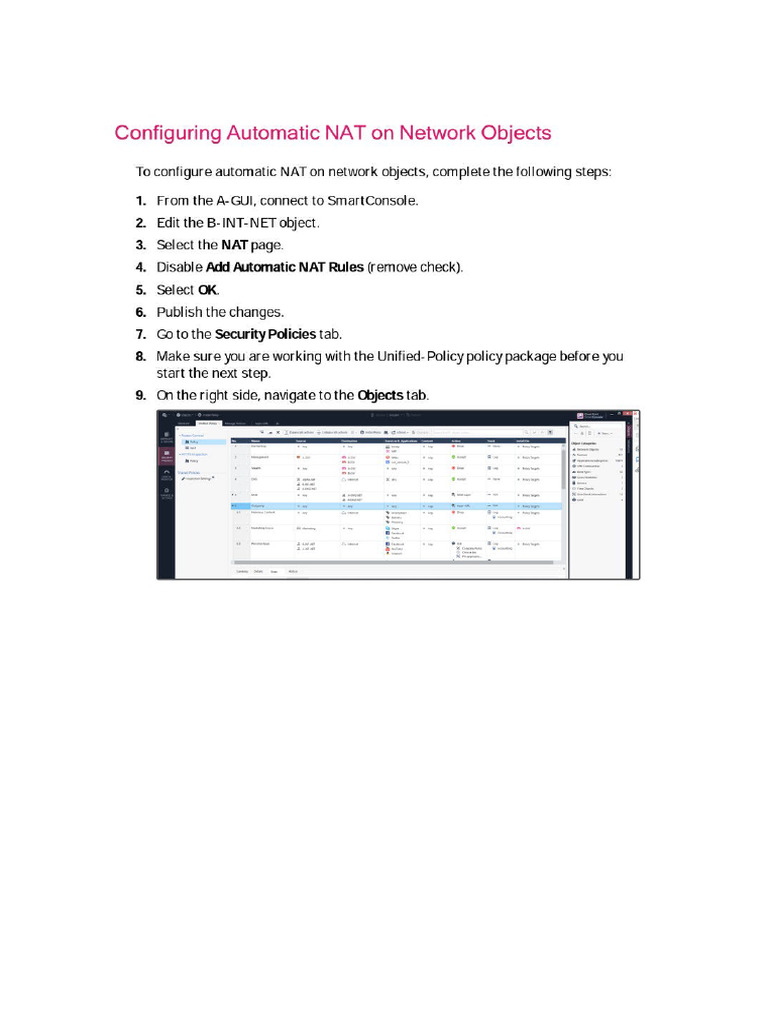 CCSA R8110 NAT LAB Manual Static Destination NAT Included | PDF
