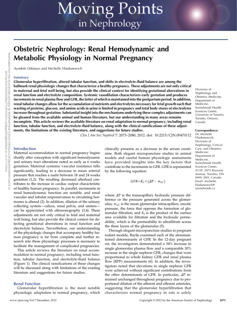 Odutayo 2012 Clin J Am Soc Nephrol Obstetric Nephrology Renal ...