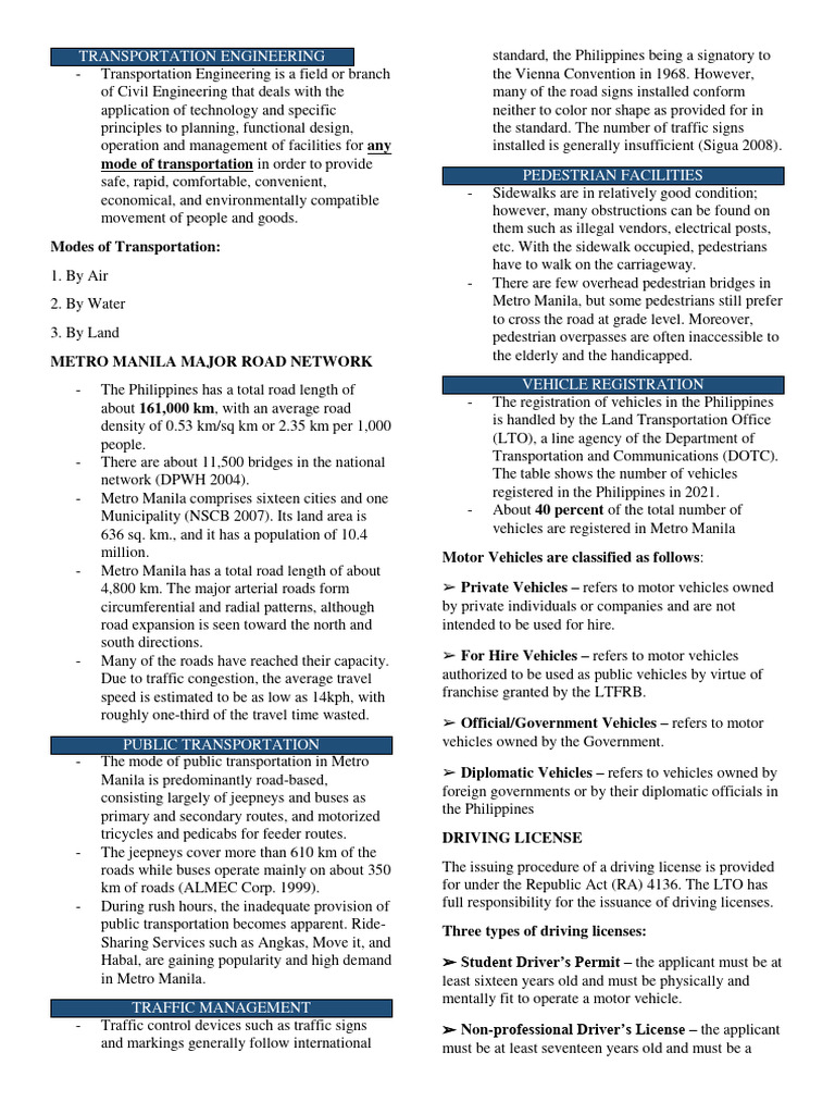 Transportation Engineering Part 1 Download Free Pdf Traffic