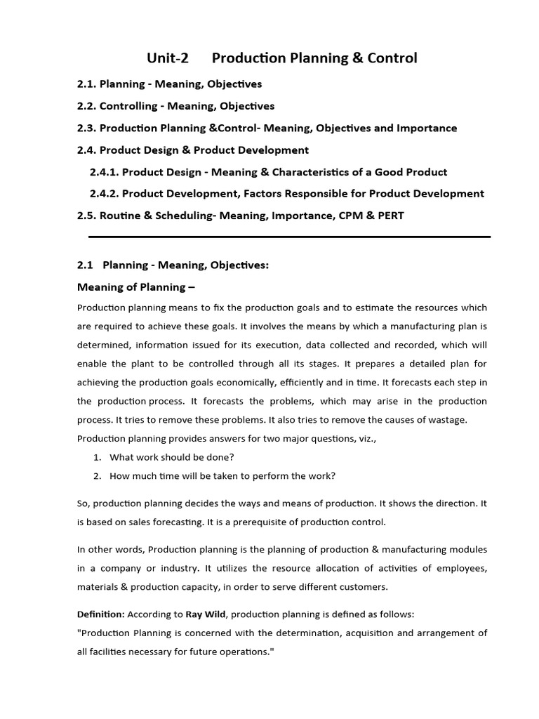 Unit-2 Production Planning & Control | PDF