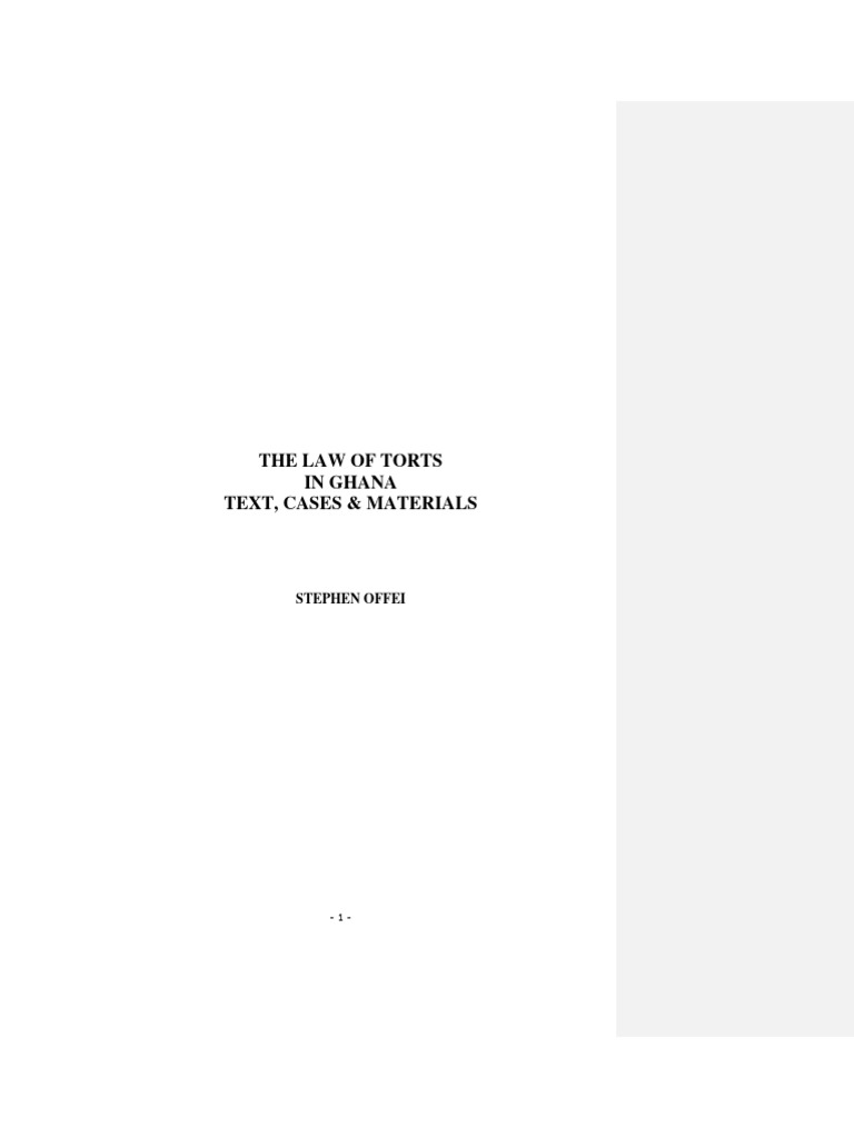 Prof Stephen Offei - Torts Law | PDF | Defamation | Conversion (Law)