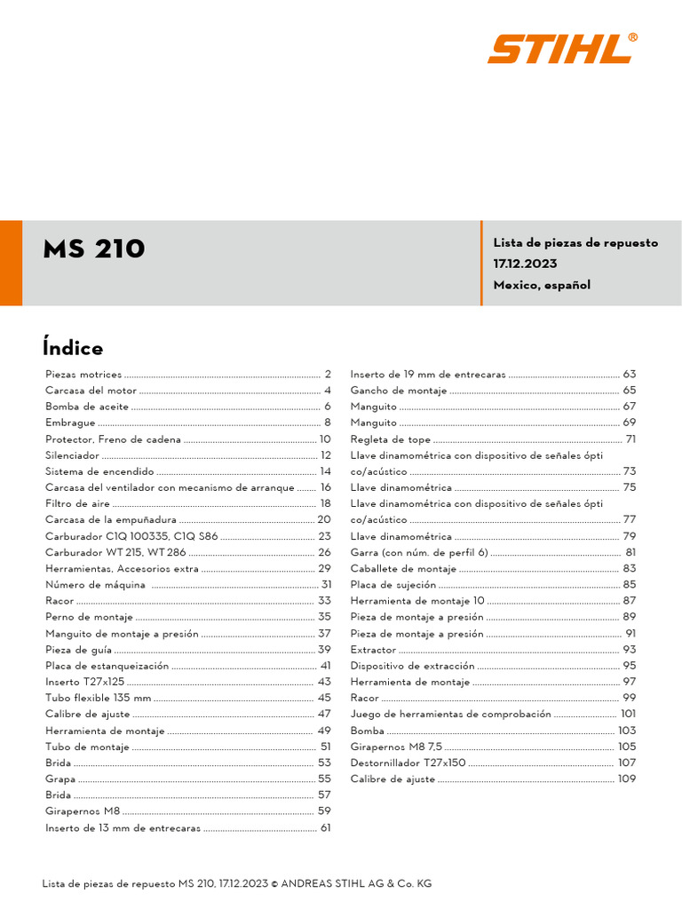 MS 210 | PDF | Tecnología del motor | Motores