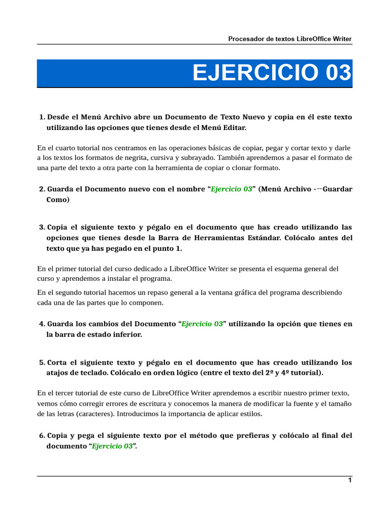 Ejercicio 03 | Descargar gratis PDF | Procesador de textos | Ciencias de la Computación