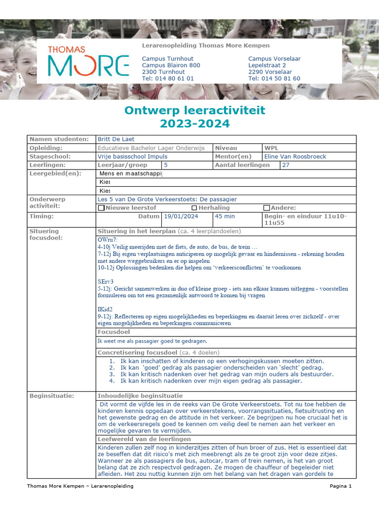 Voorbereiding Les 1 W.O. Verkeerx | PDF