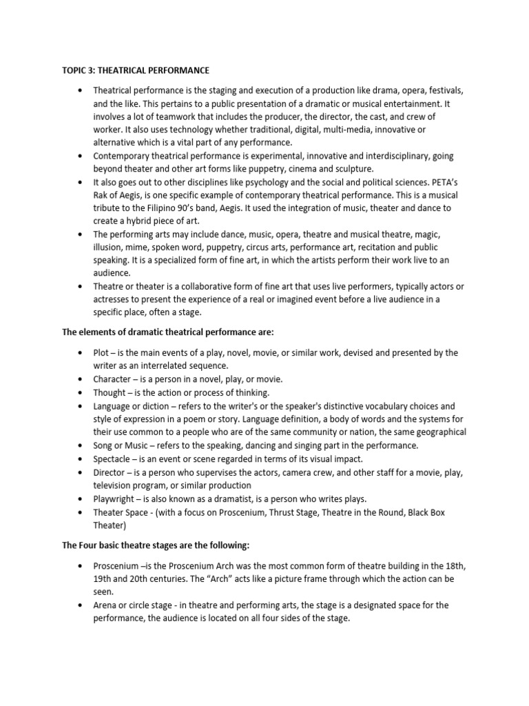Topic 3 Quarter 2 | PDF | Theatre | Performing Arts