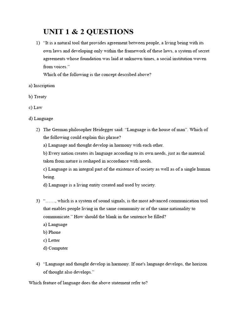 1 and 2 Units Questions | PDF