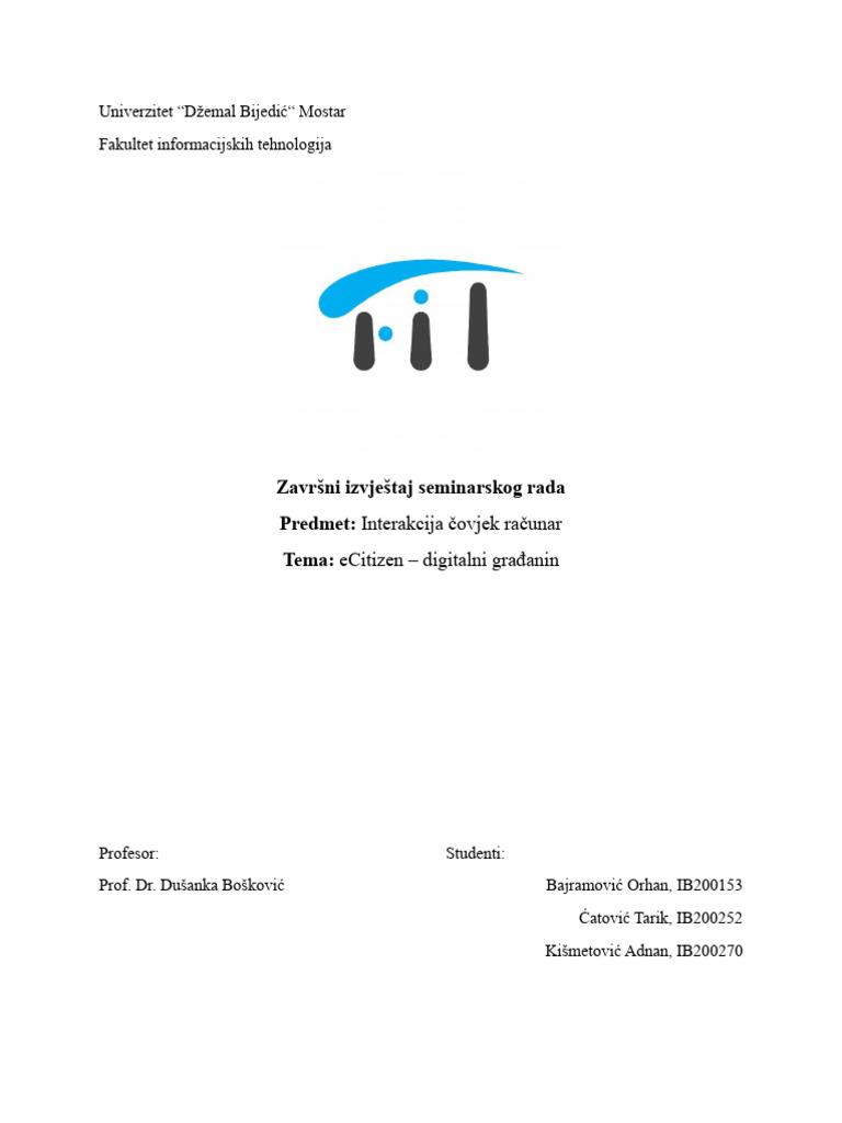 Zavrsni Izvjestaj Kismetovic Bajramovic Catovic | PDF