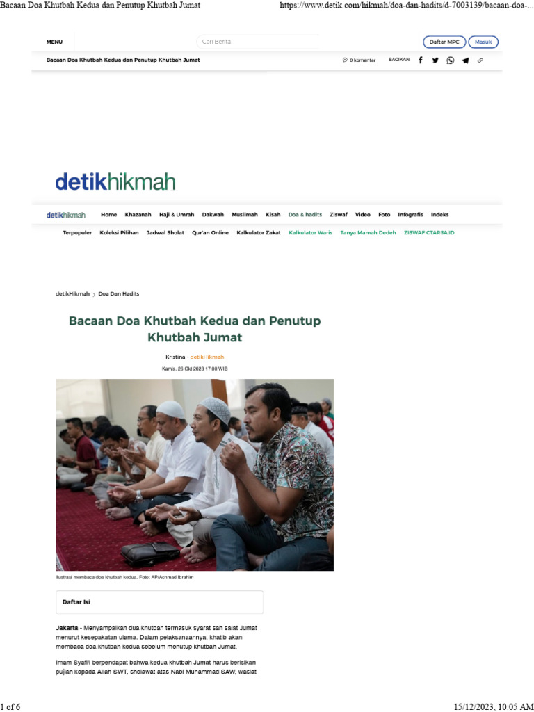 Bacaan Doa Khutbah Kedua Dan Penutup Khutbah Jumat | PDF
