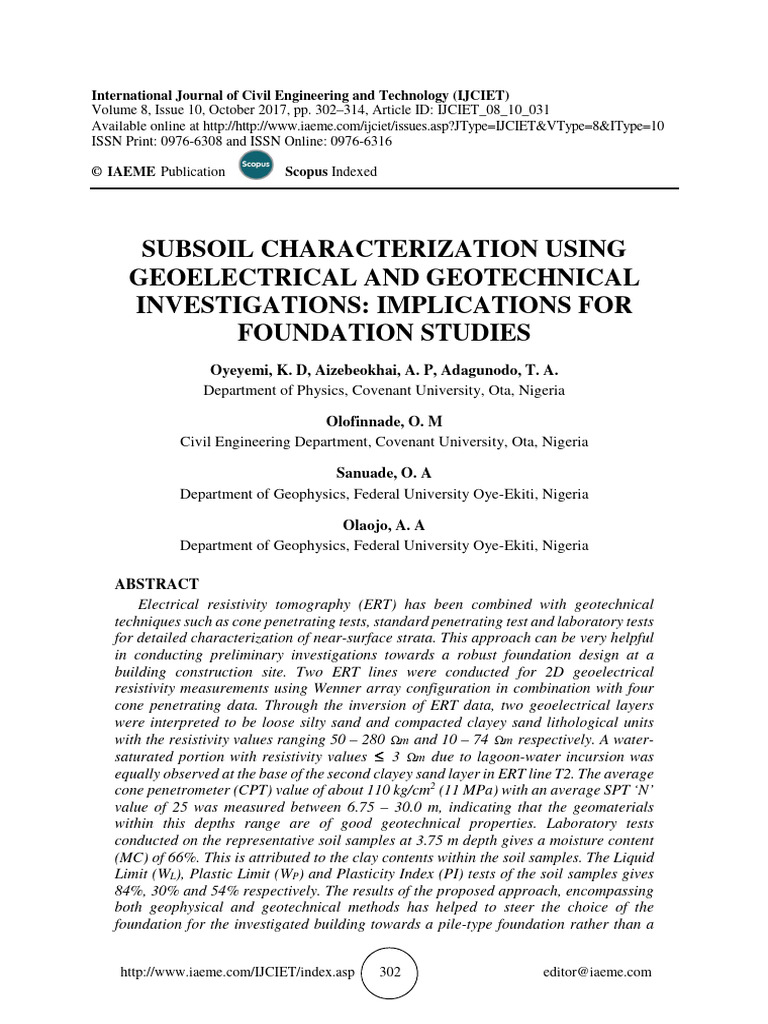 Subsoil Characterization Using Geoelectr | PDF | Geotechnical Engineering | Earth Sciences