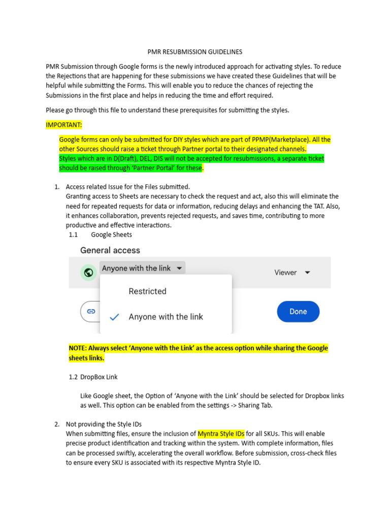 PMR Resubmission Guidelines | PDF | Data Management | Information Science