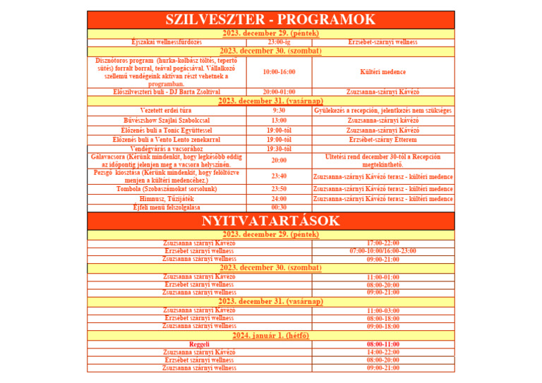 Szilveszter Programok | PDF