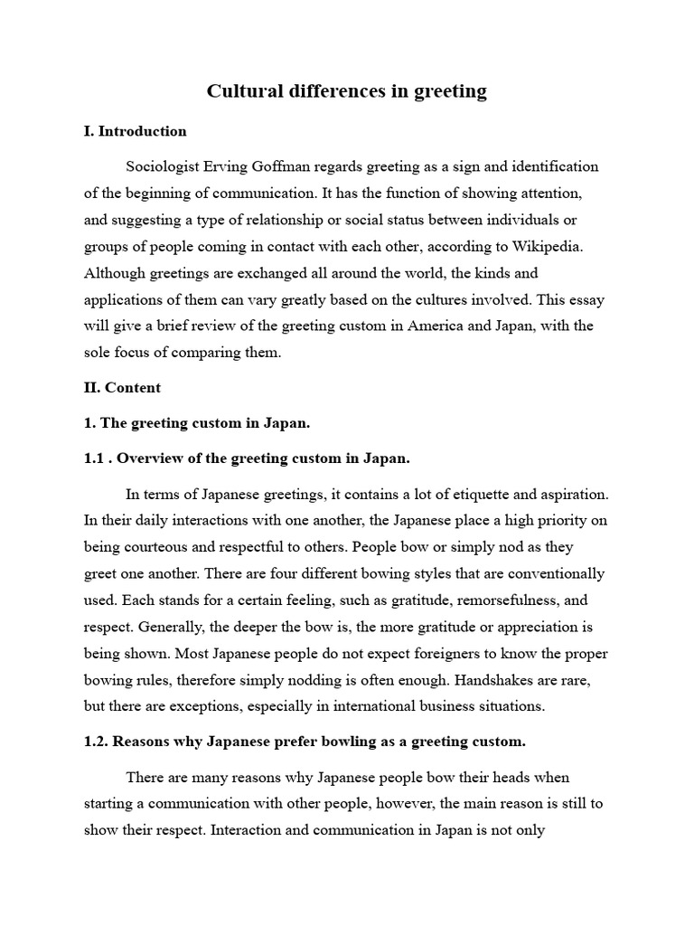Global Greeting Customs Compared | PDF | Communication | Human ...