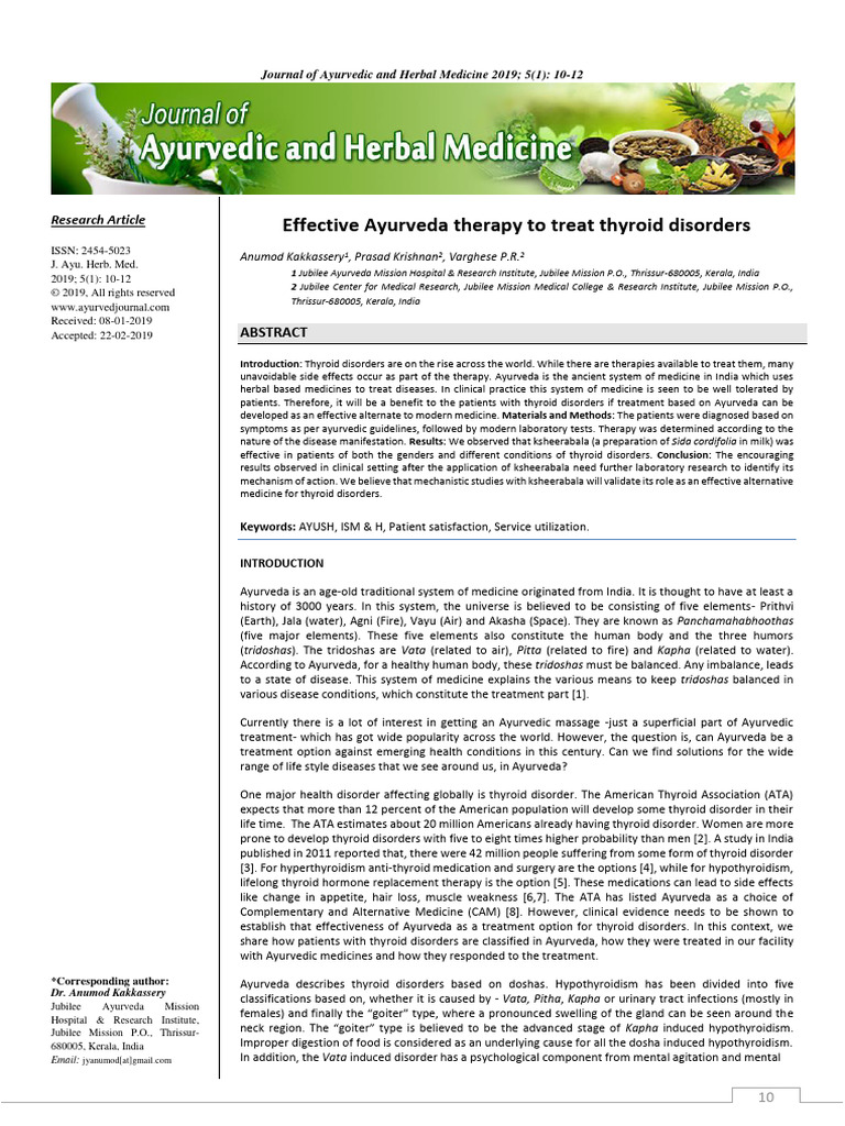 Jahm 201951 03 | PDF | Ayurveda | Hypothyroidism