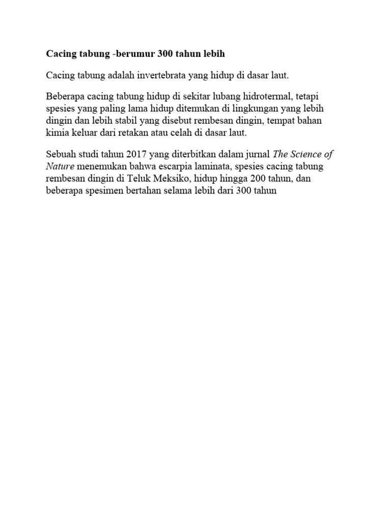 Cacing Tabung | PDF