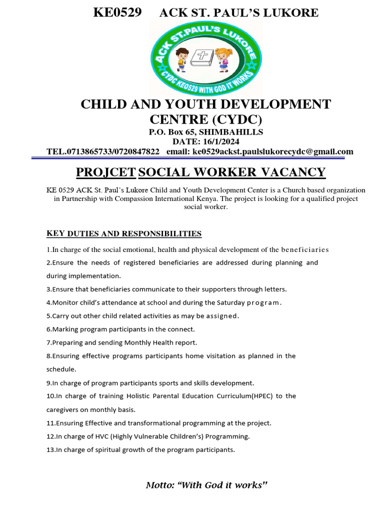 Ke0529 Project Social Worker Advert | PDF | Social Work