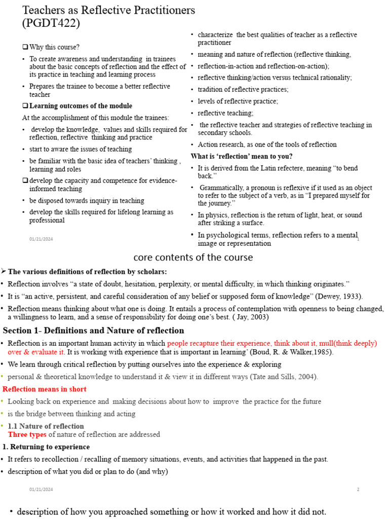 Teachers As Reflective Practitioners (Autosaved) | PDF | Reflective ...