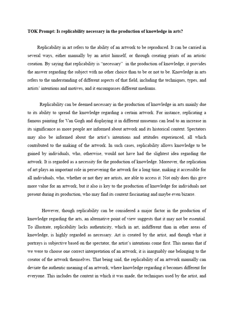 Art Replicability | PDF | Knowledge | Works Of Art