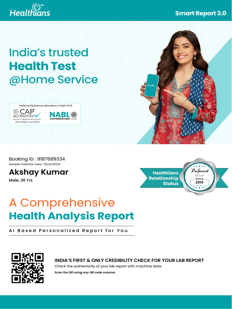 Akshay Kumar Healthians Report | PDF | Cholesterol | High Density ...