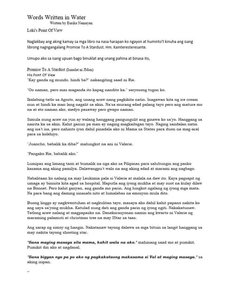 Words Written in Water by Eurika | PDF