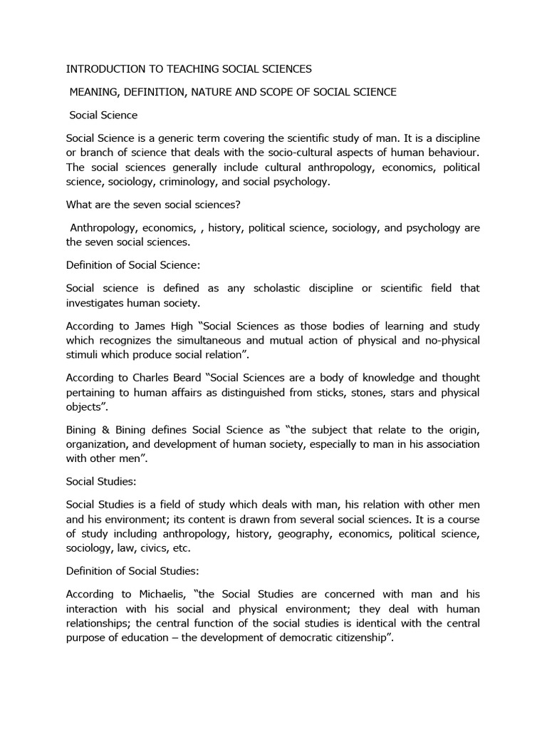 Introduction To Teaching Social Sciences | PDF