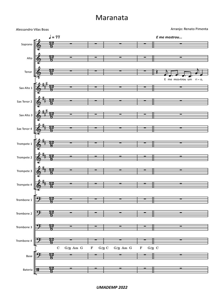 01 - Maranata V2-Partitura - e - Partes | PDF | Saxophone | Brass ...