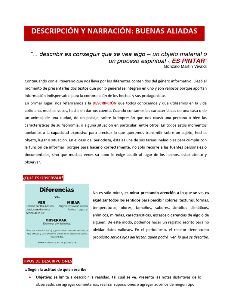 Descripción y Narración | PDF