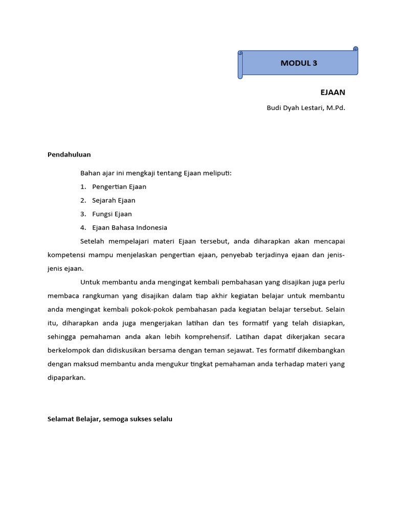 Modul S 3 Ejaan BHS Indonesia | PDF