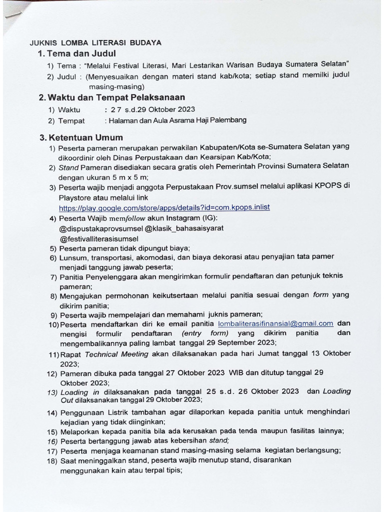 Juknis Lomba Literasi Budaya | PDF