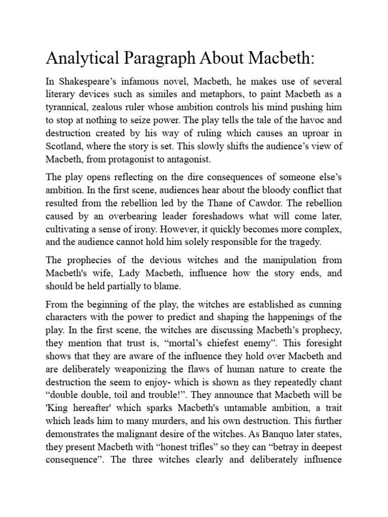 Analytical Paragraph About Macbeth | PDF | Macbeth