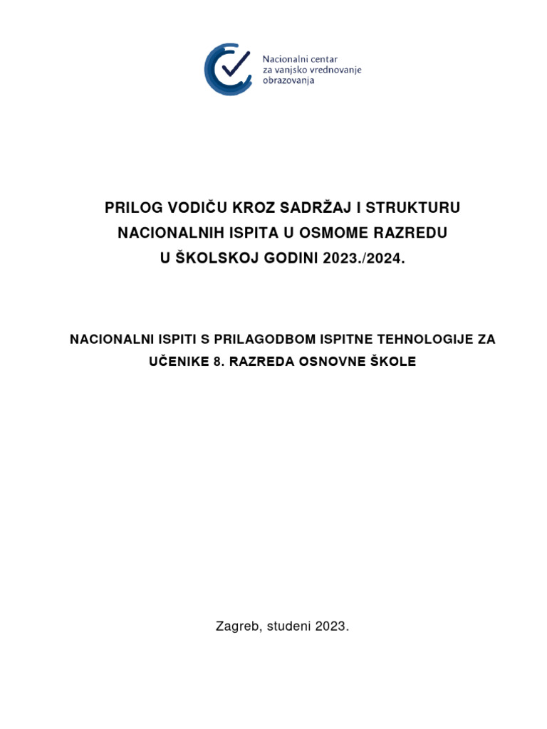 Prilog Vodicu Kroz Sadrzaj I Strukturu NI 8.r | PDF