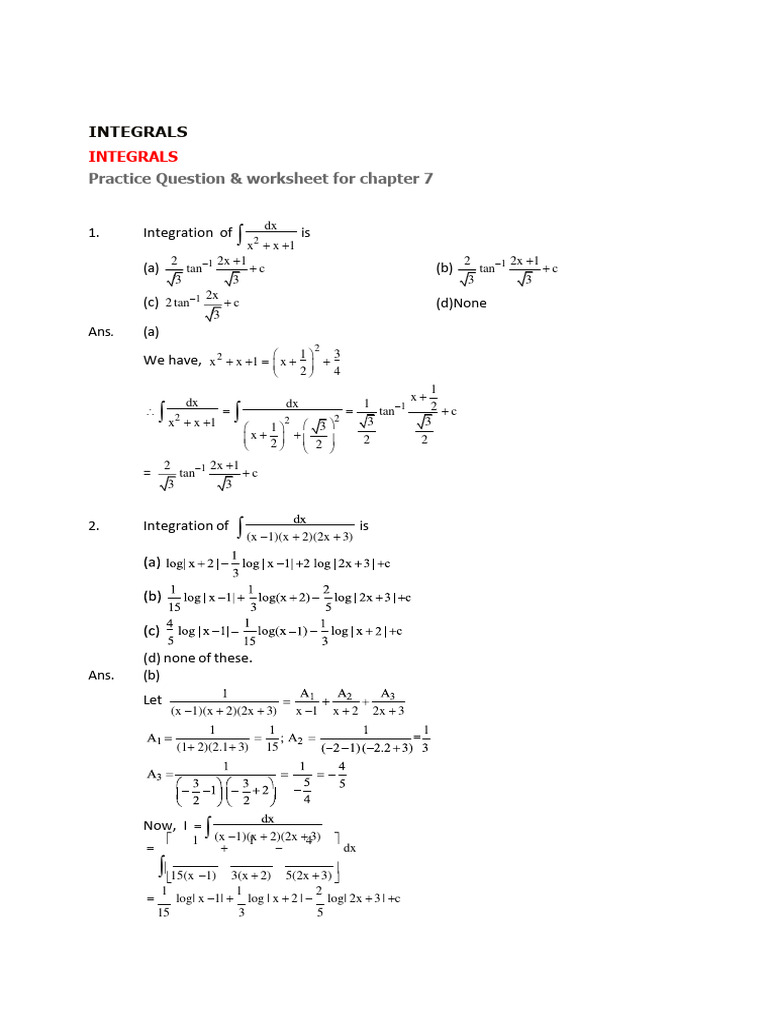 Integrals Wo Watermark | PDF