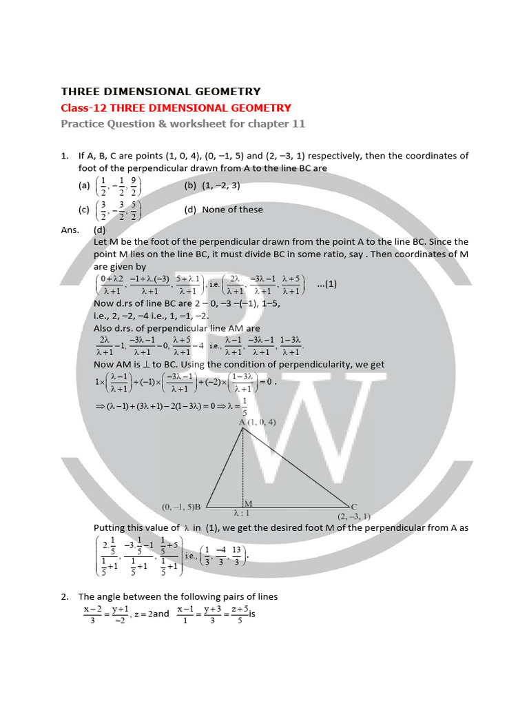 Line and Plane Relationships in 3D Geometry | PDF | Geometric ...