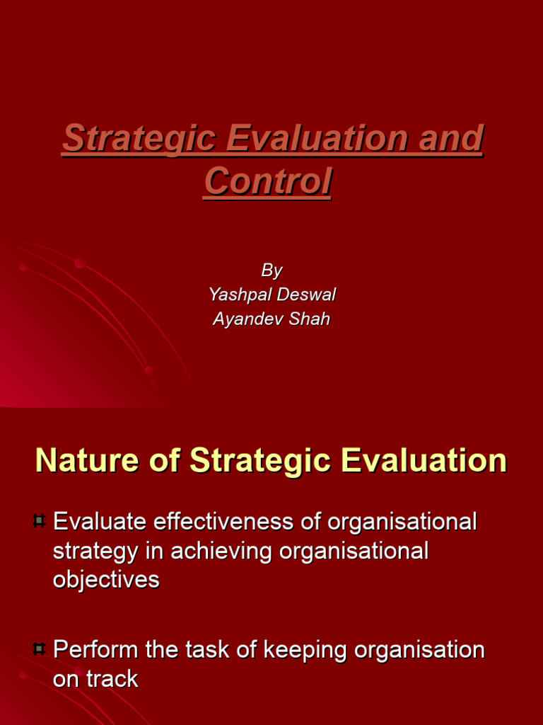 Strategic Evaluation and Control | PDF | Evaluation | Risk