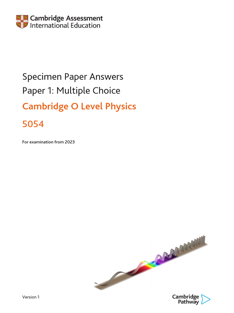 5054 Specimen Paper Answers Paper 1 (For Examination From 2023) | PDF