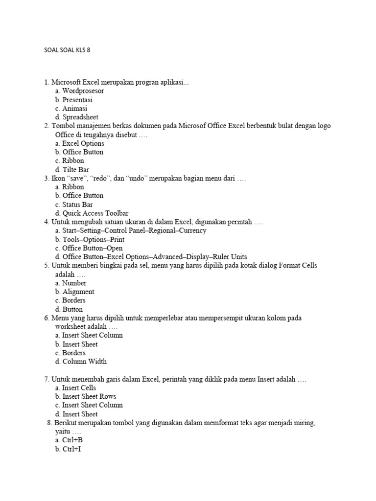 Soal Soal KLS 8 | PDF