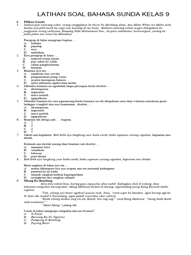 Latihan Soal Kelas 9 | PDF
