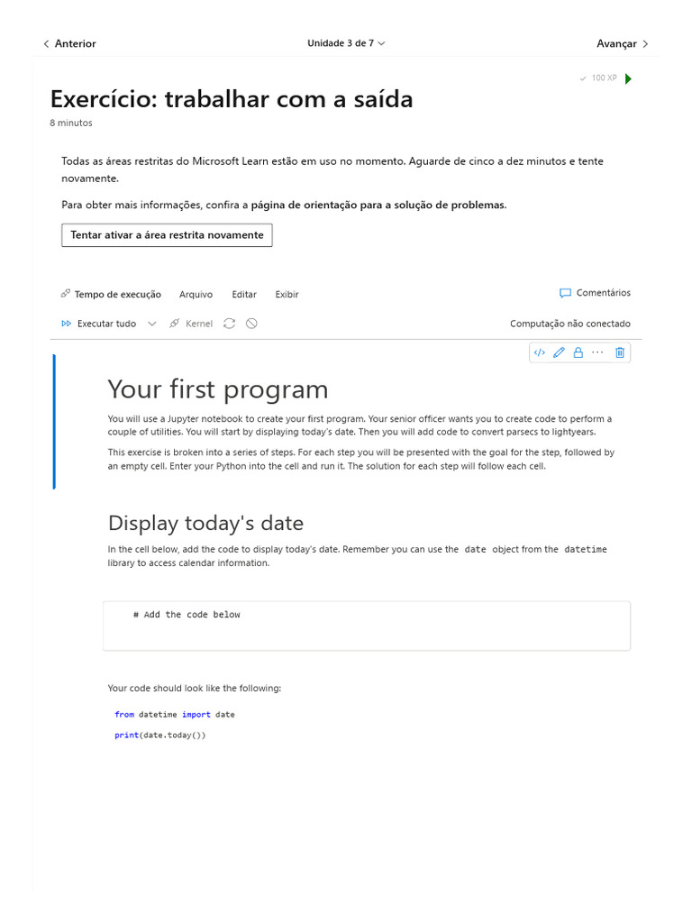 Exercício_ trabalhar com a saída - Training _ Microsoft Learn | PDF | Software Development ...