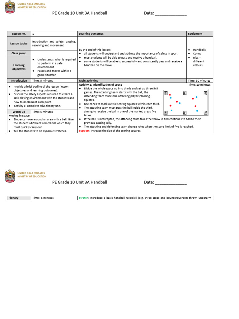 Grade10 Unit 3A Handball | PDF | Sports | Sports Rules And Regulations