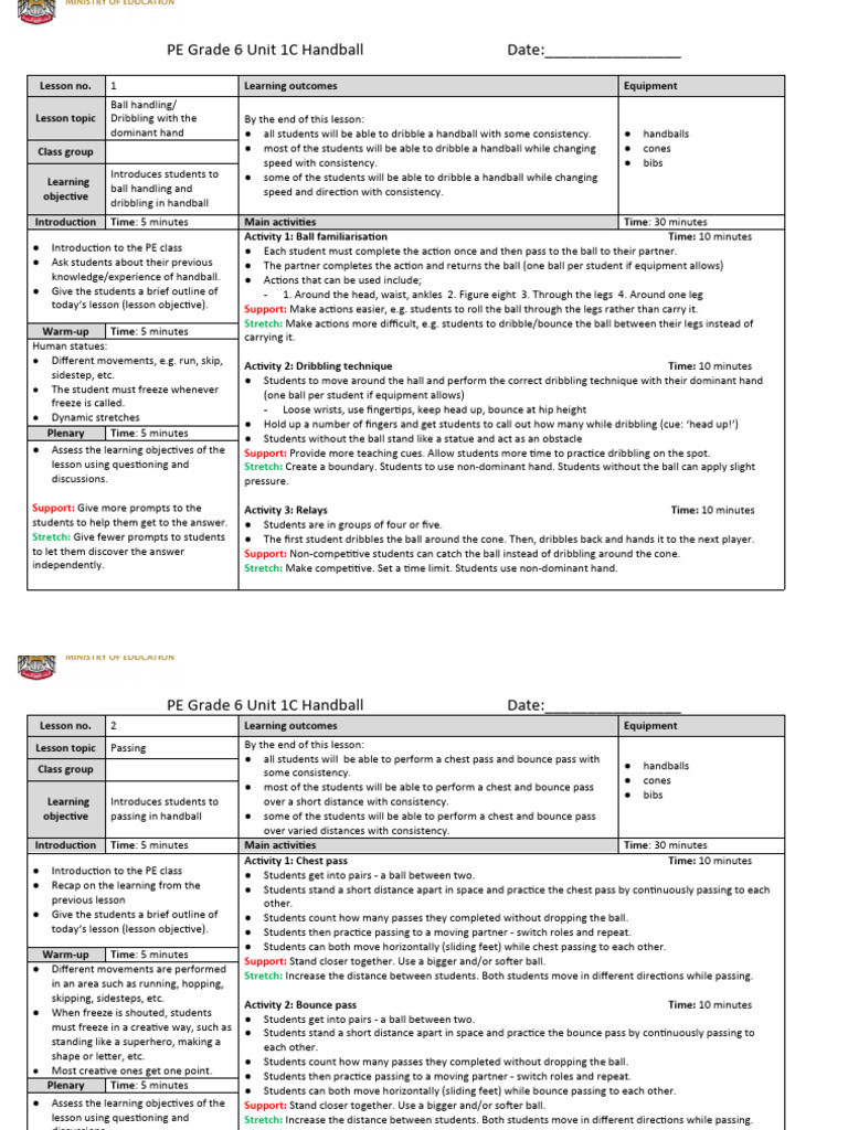 Grade6 Unit 1c Handball | PDF | Referee | Learning