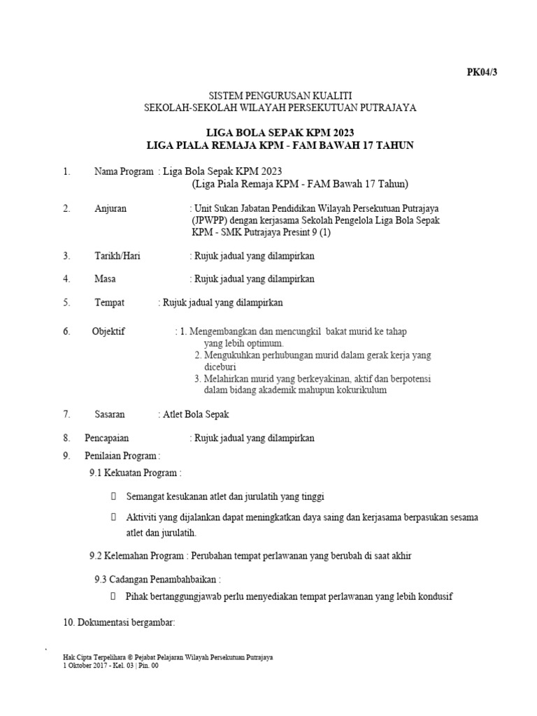 Dokumentasi Liga Bola Sepak KPM | PDF
