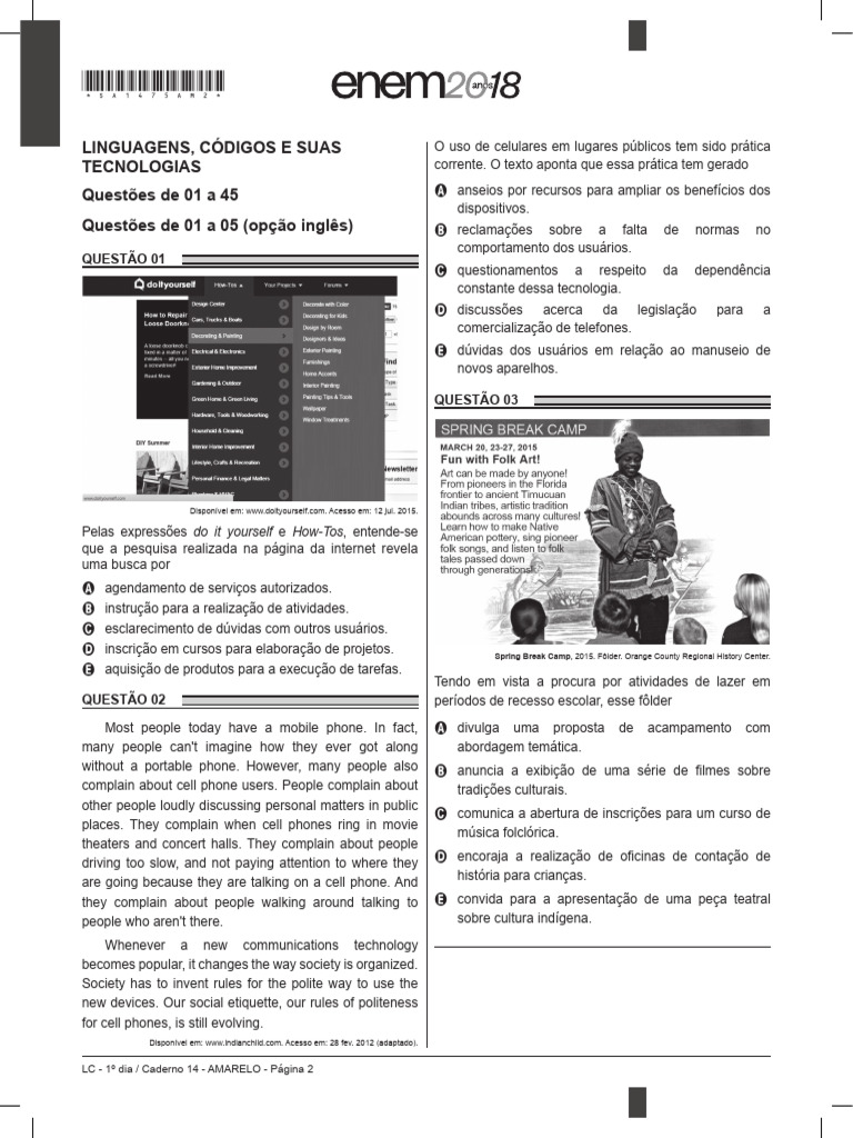 Enem PPL 2018 Simulado Humanas (Even Pages) | PDF | Brasil | São Paulo