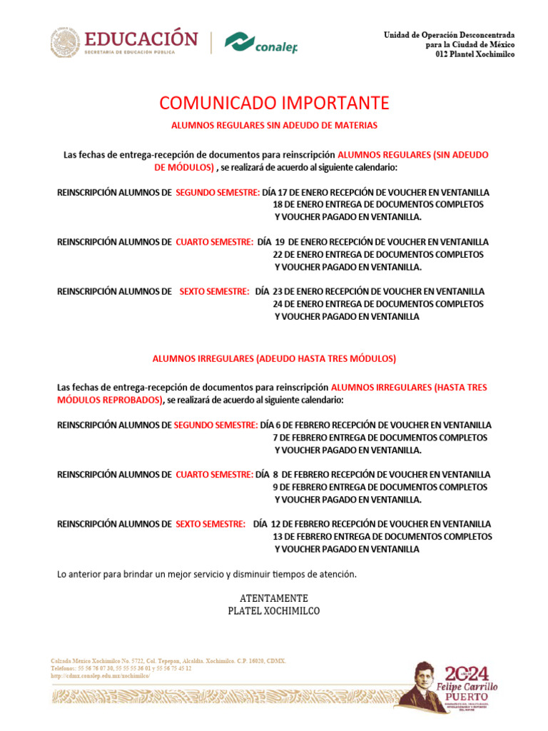 Comunicado Importante | PDF