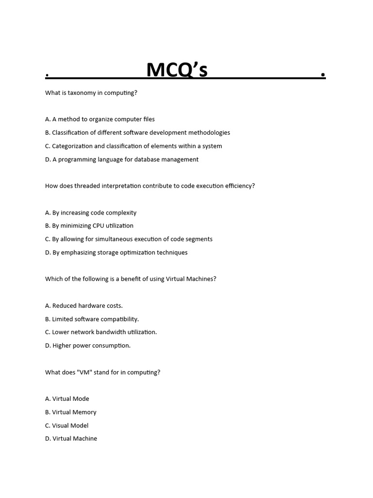MCQS and Question VSS | PDF | Virtual Machine | Virtualization