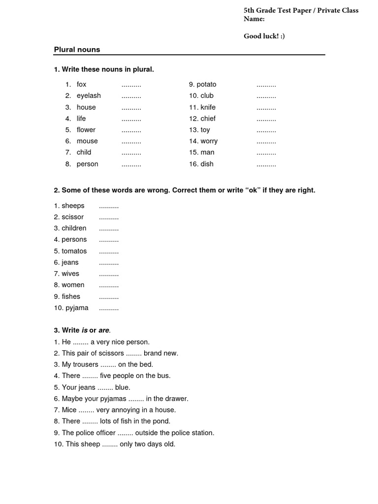 Plurals+Obj Pronouns | PDF | Language Arts & Discipline