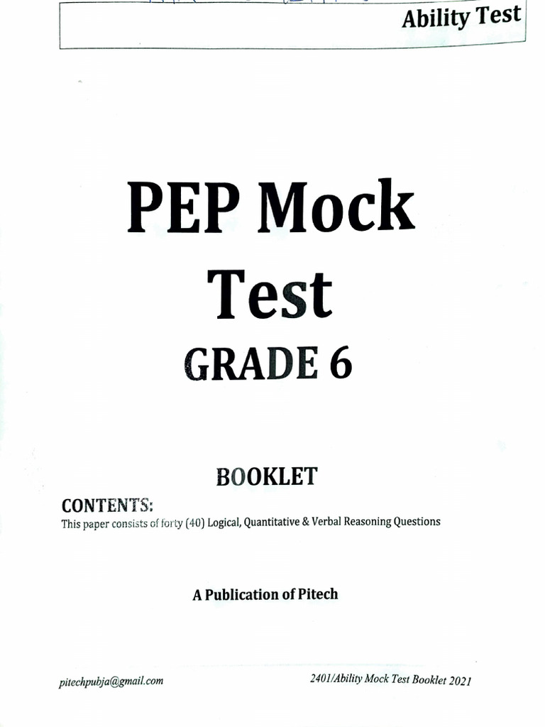 PEP Mock Ability Test 2021 | PDF