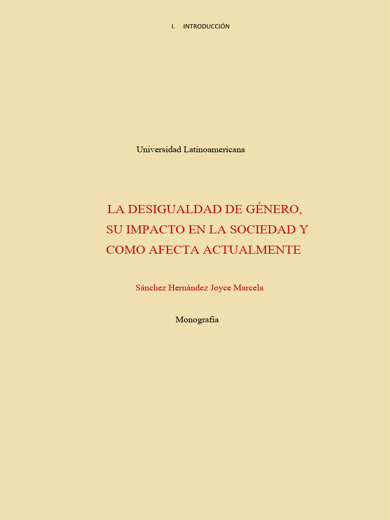 Desigualdad de Género: Impacto y Análisis | PDF | Igualdad de género ...